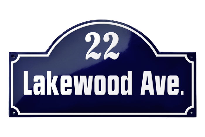 Large Blue Address Sign | Metropolitan Curve | RAMSIGN – RAMSIGN.COM