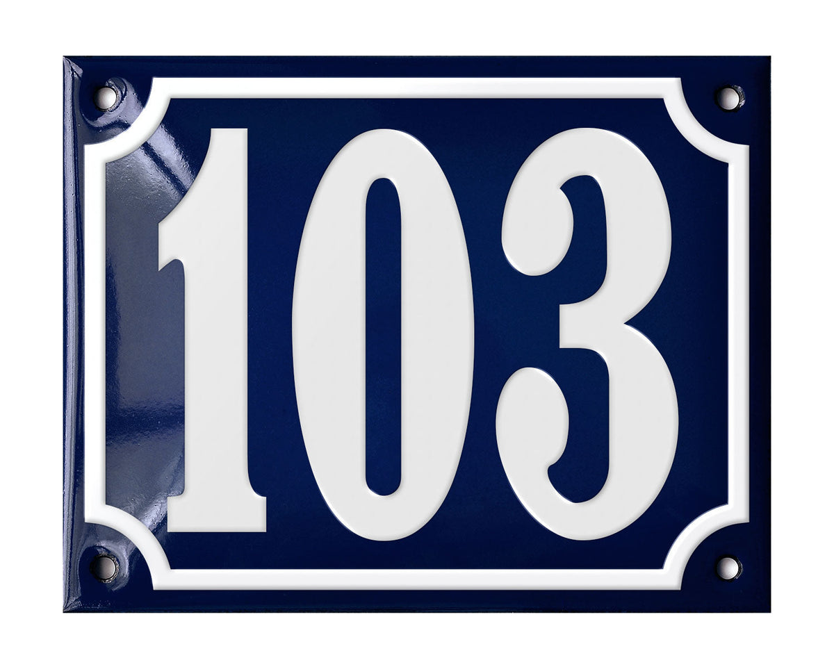 Stocked Blue Enamel House Number, 101 - 150 Available – RAMSIGN.COM